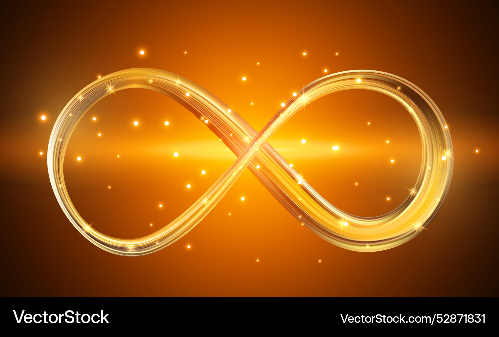 Gold shining infinity symbol glowing Royalty Free Vector