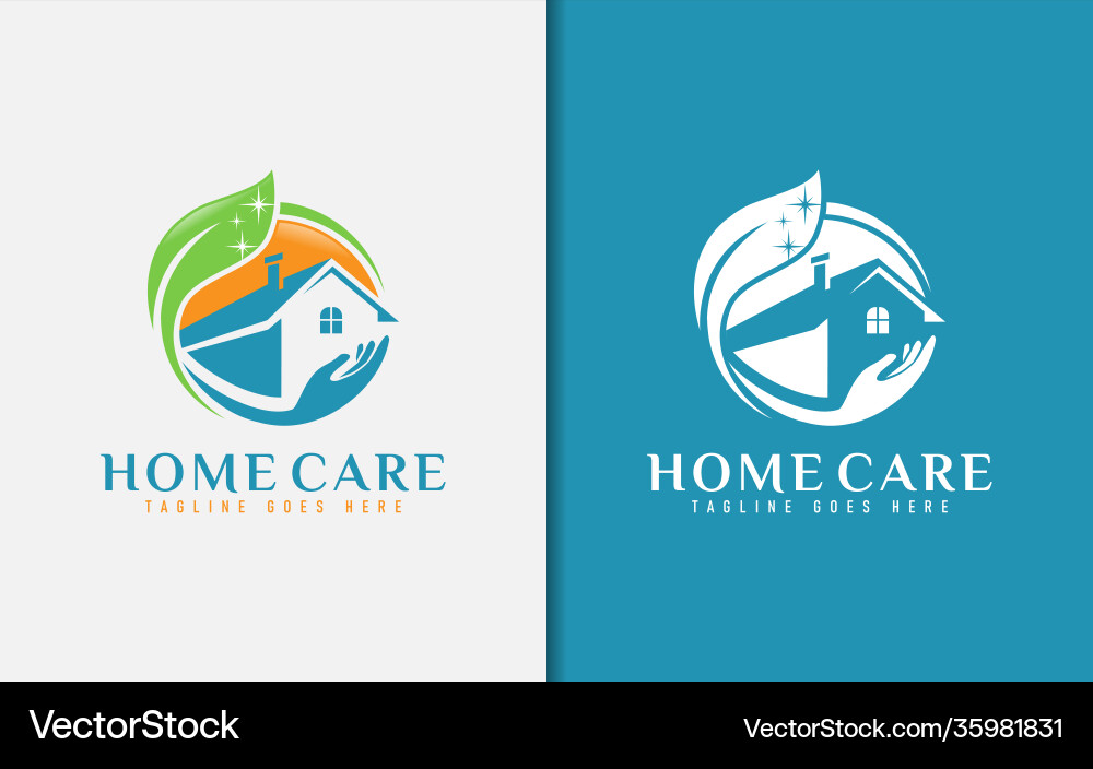 Home care cleaning logo design Royalty Free Vector Image