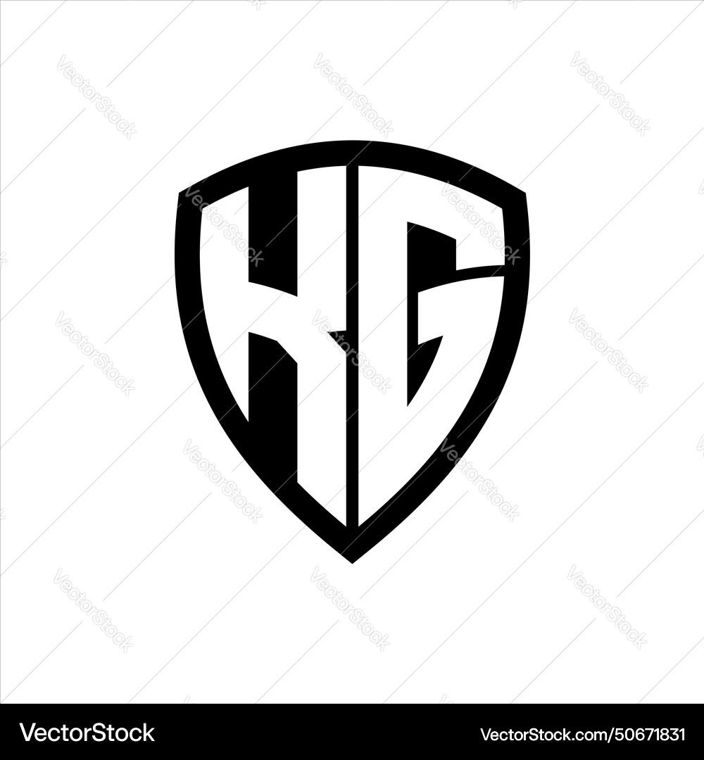 Kg monogram logo with bold letters shield shape Vector Image