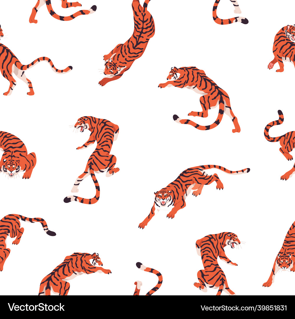 Tiger animal pattern seamless background Vector Image