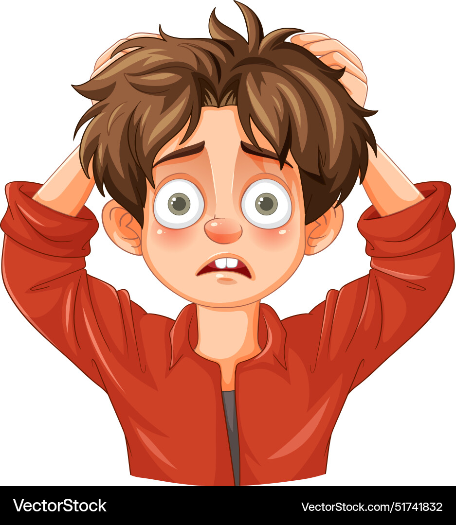 A boy with worried expression Royalty Free Vector Image