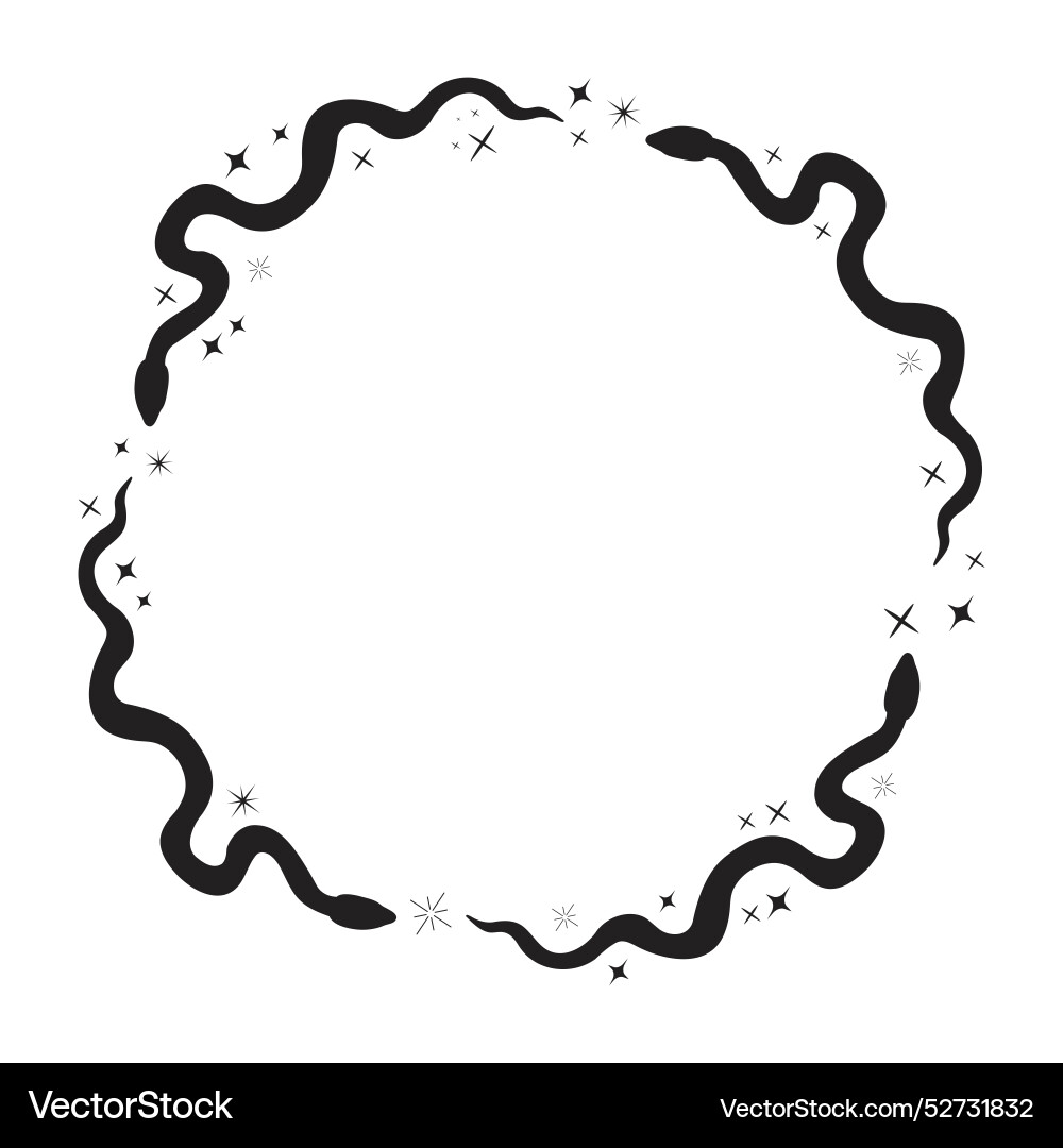 Celestial serpent snake circle frame esoteric Vector Image