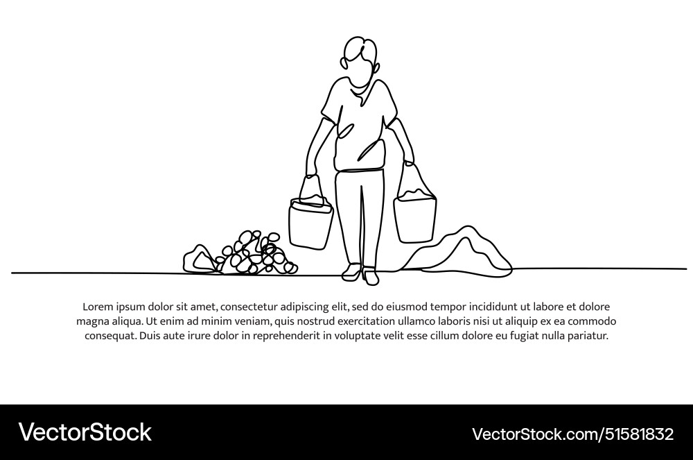 Continuous one line design of little boy works Vector Image