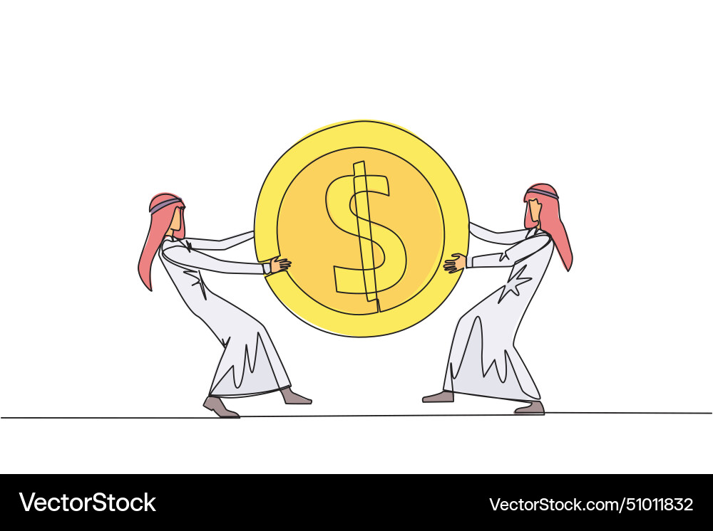 Continuous one line drawing two angry arabian Vector Image Continuous one line drawing two angry arabian Vector Image