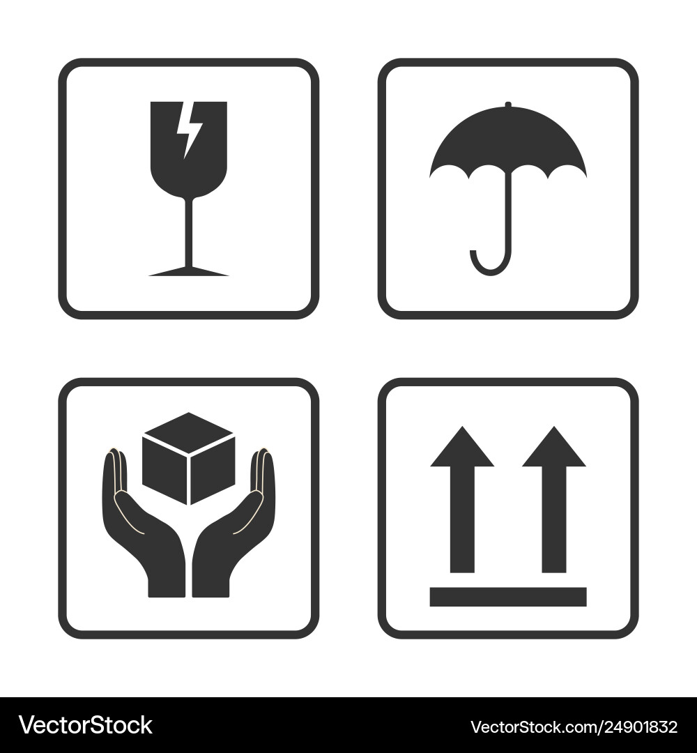 Fragile icon packaging symbol set Royalty Free Vector Image