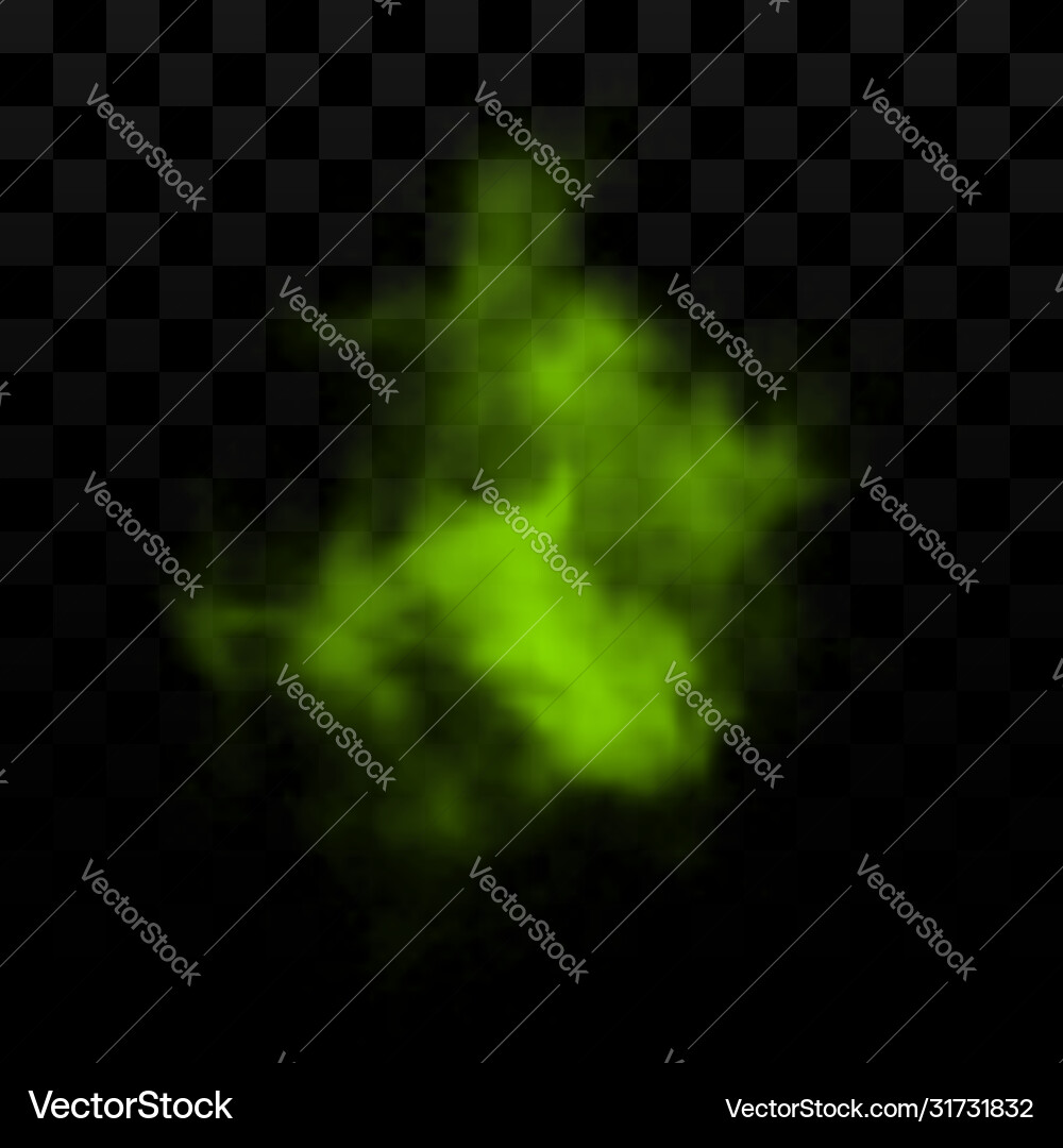 Green smoke on transparent background bad smells Vector Image