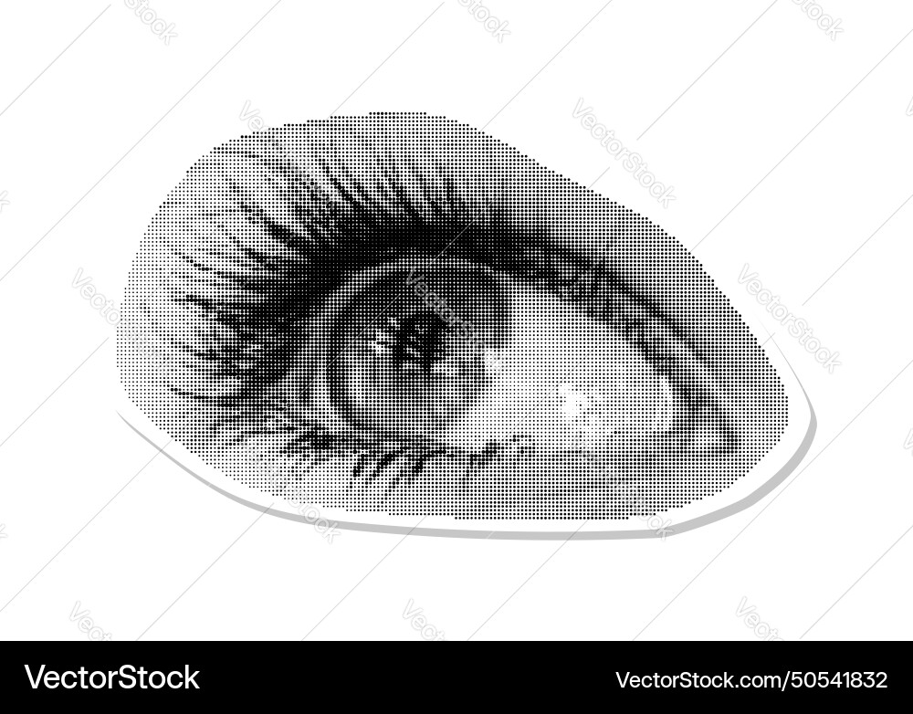 Halftone dotted eye sticker for trendy y2k retro Vector Image