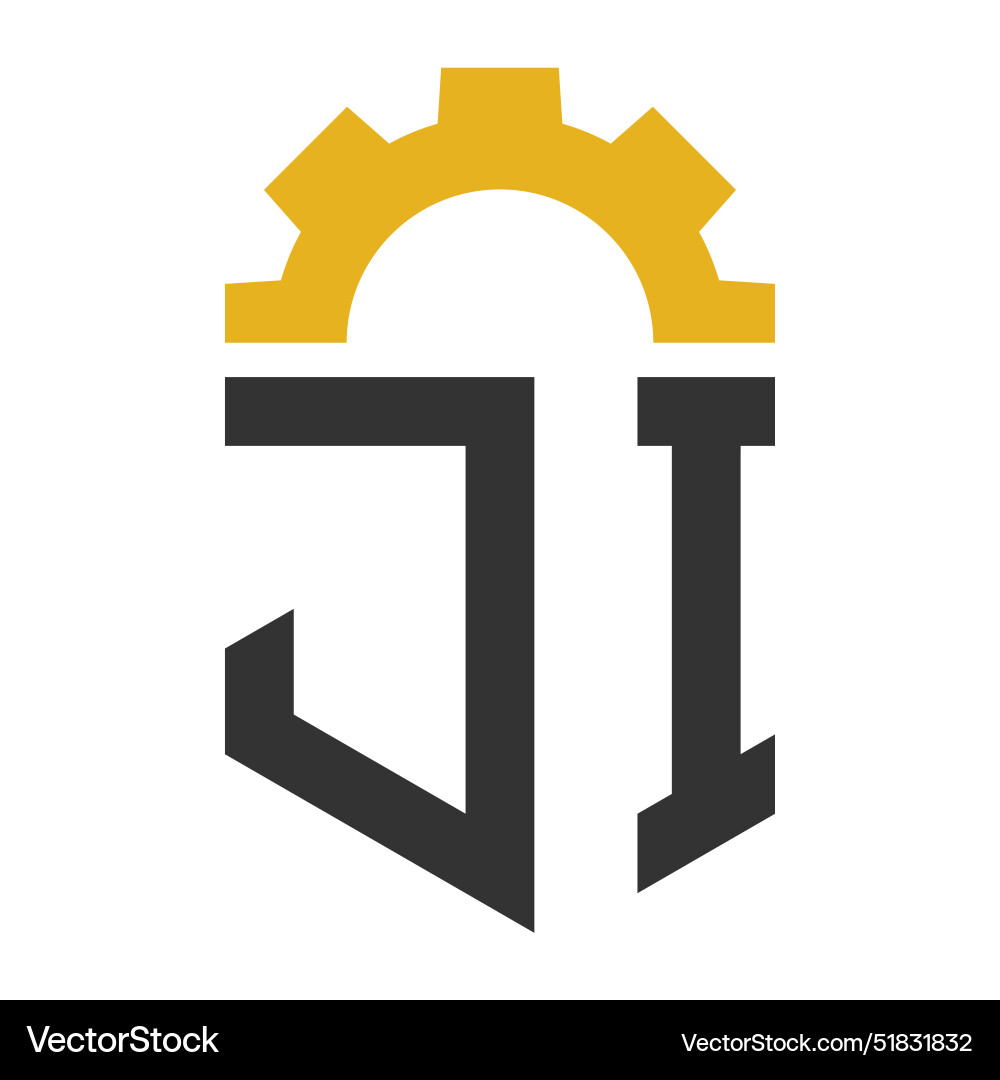 Letter ji gear logo design for service center Vector Image