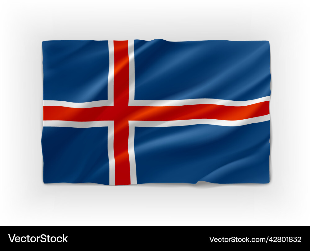 Red white and blue flag of iceland 3d object Vector Image