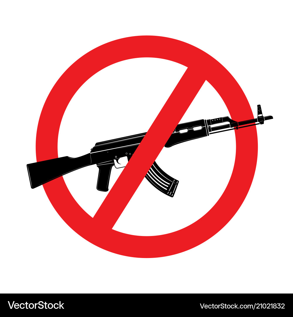 Sign no weapon kalashnikov assault rifle Vector Image