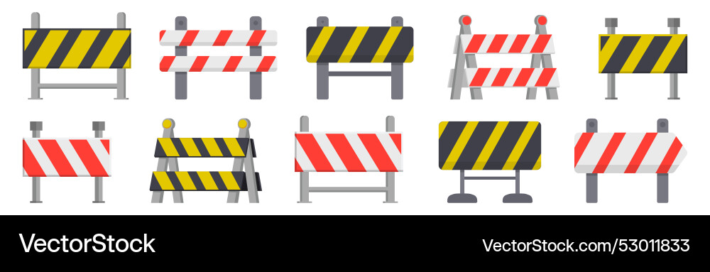 Construction and road barrier collection Vector Image