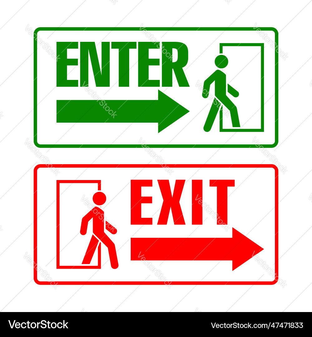 Entry and exit sign Royalty Free Vector Image - VectorStock