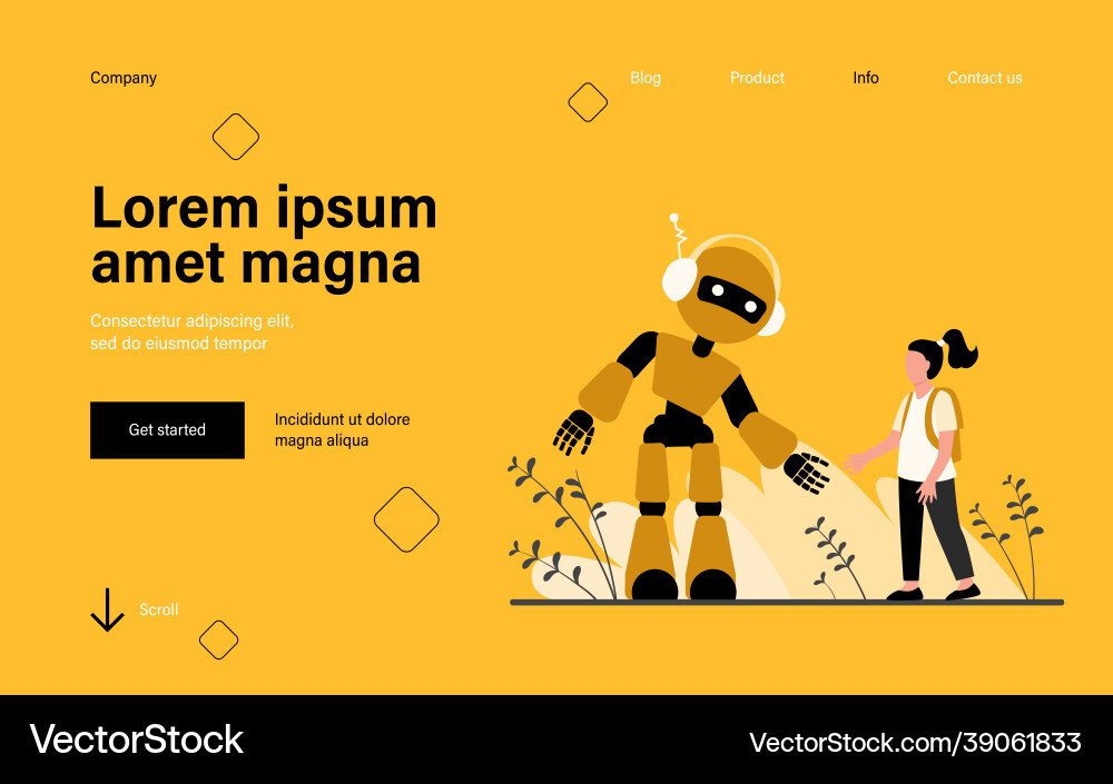 Girl talking to robot Royalty Free Vector Image