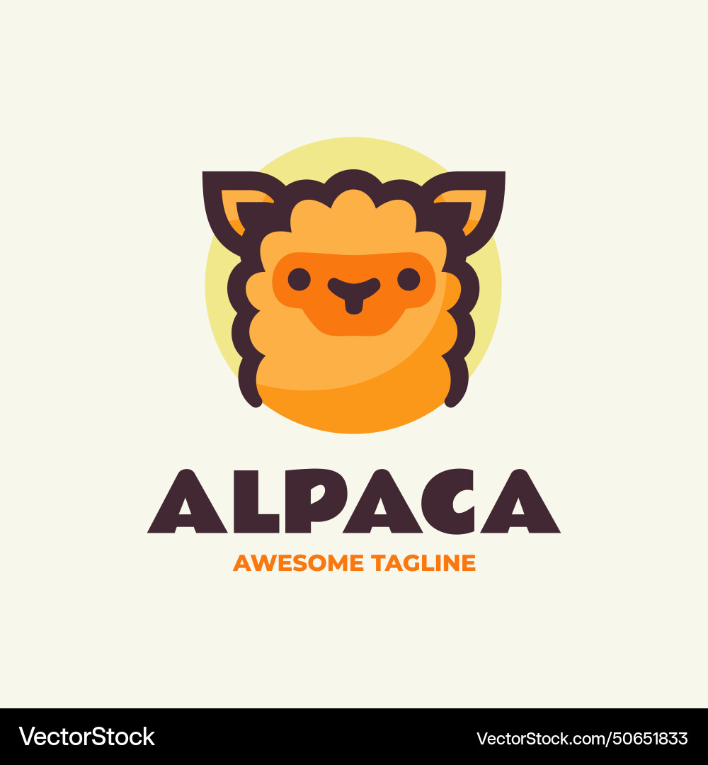 Logo alpaca simple mascot style Royalty Free Vector Image