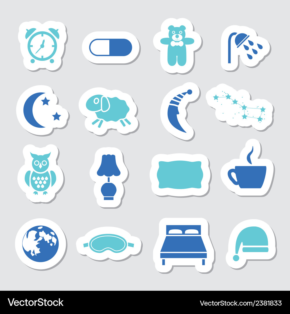 Sleep stickers Royalty Free Vector Image - VectorStock