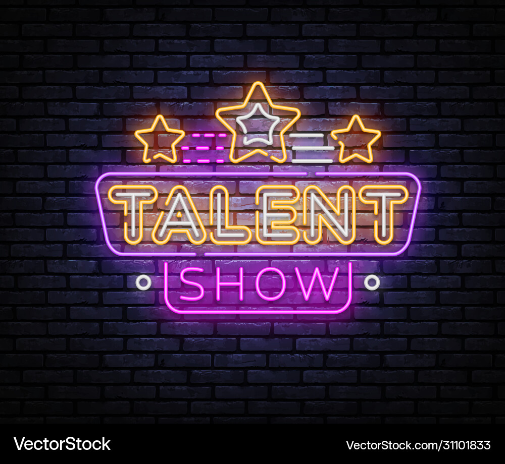 Talent show neon sign design Royalty Free Vector Image