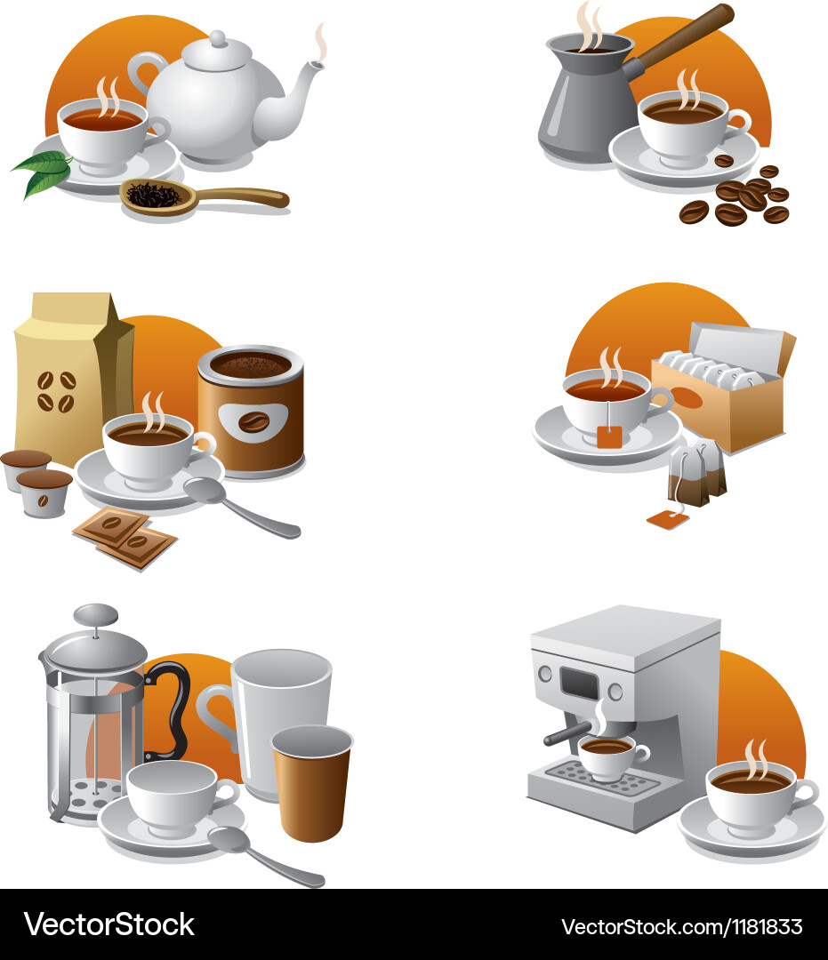 Tea and coffee icons Royalty Free Vector Image