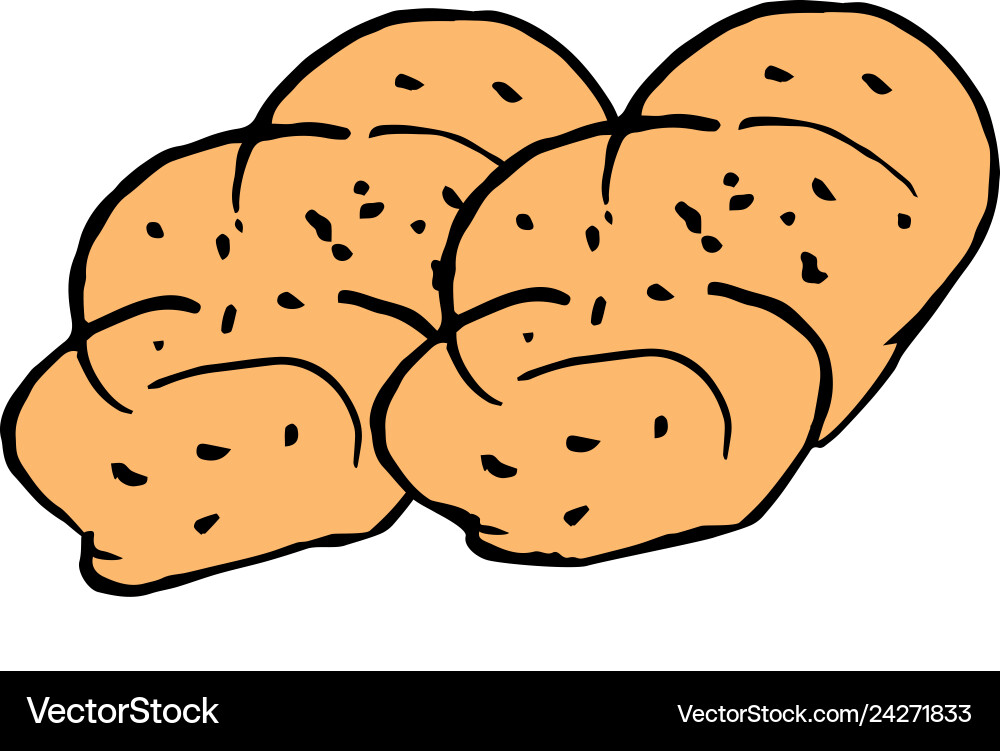 Two challah on shabbat hand draw doodle Royalty Free Vector