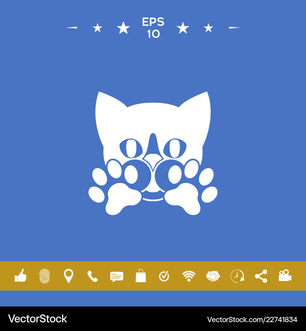 Cute cat paws - logo symbol protect sign Vector Image