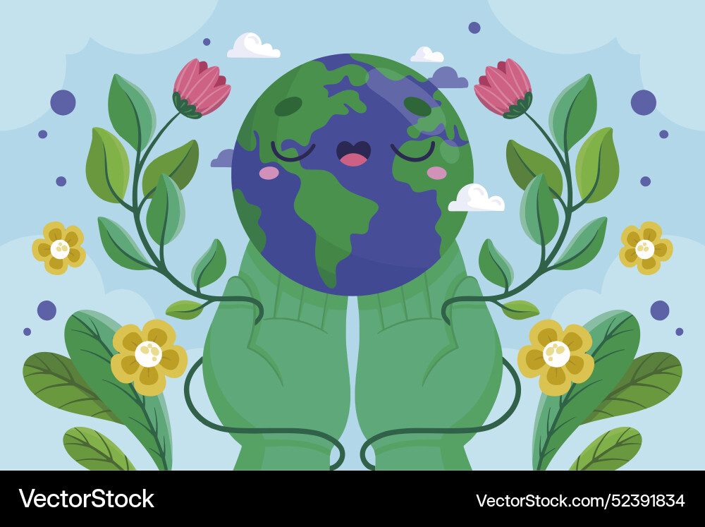 Flat background for earth day celebration Vector Image