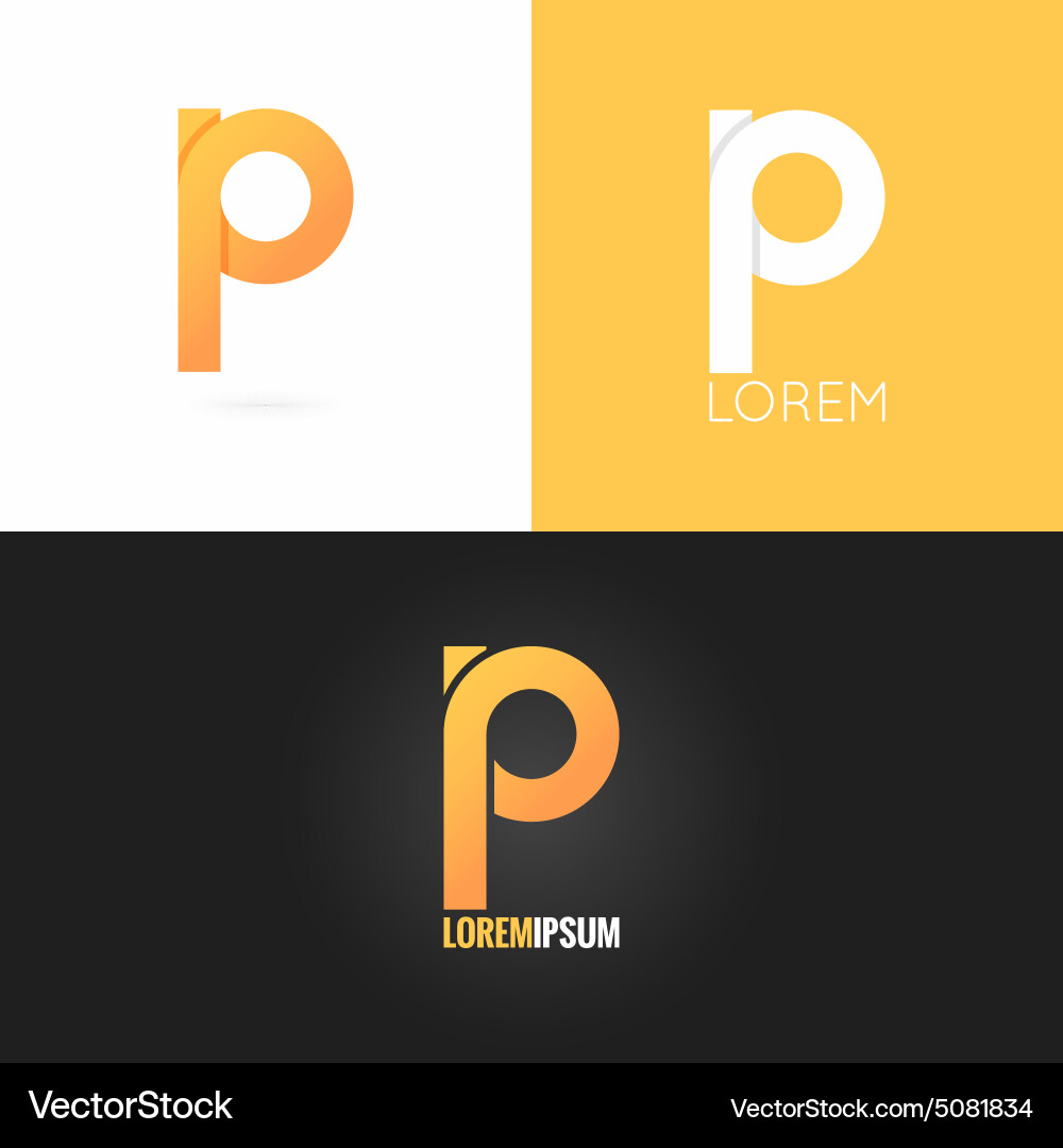 Letter p logo design icon set background Vector Image