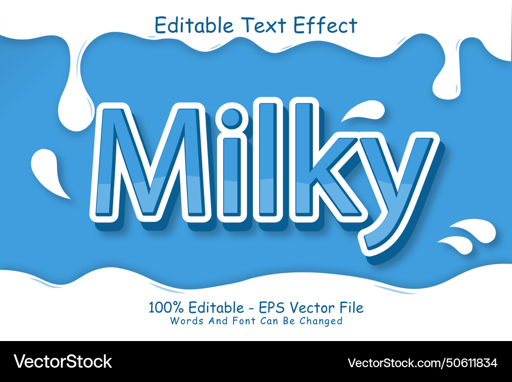 Milky editable text effect 3 dimension emboss Vector Image
