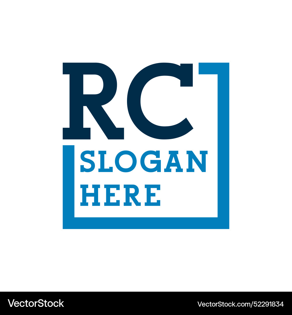 Minimal initials logo letters r and c rc initial Vector Image
