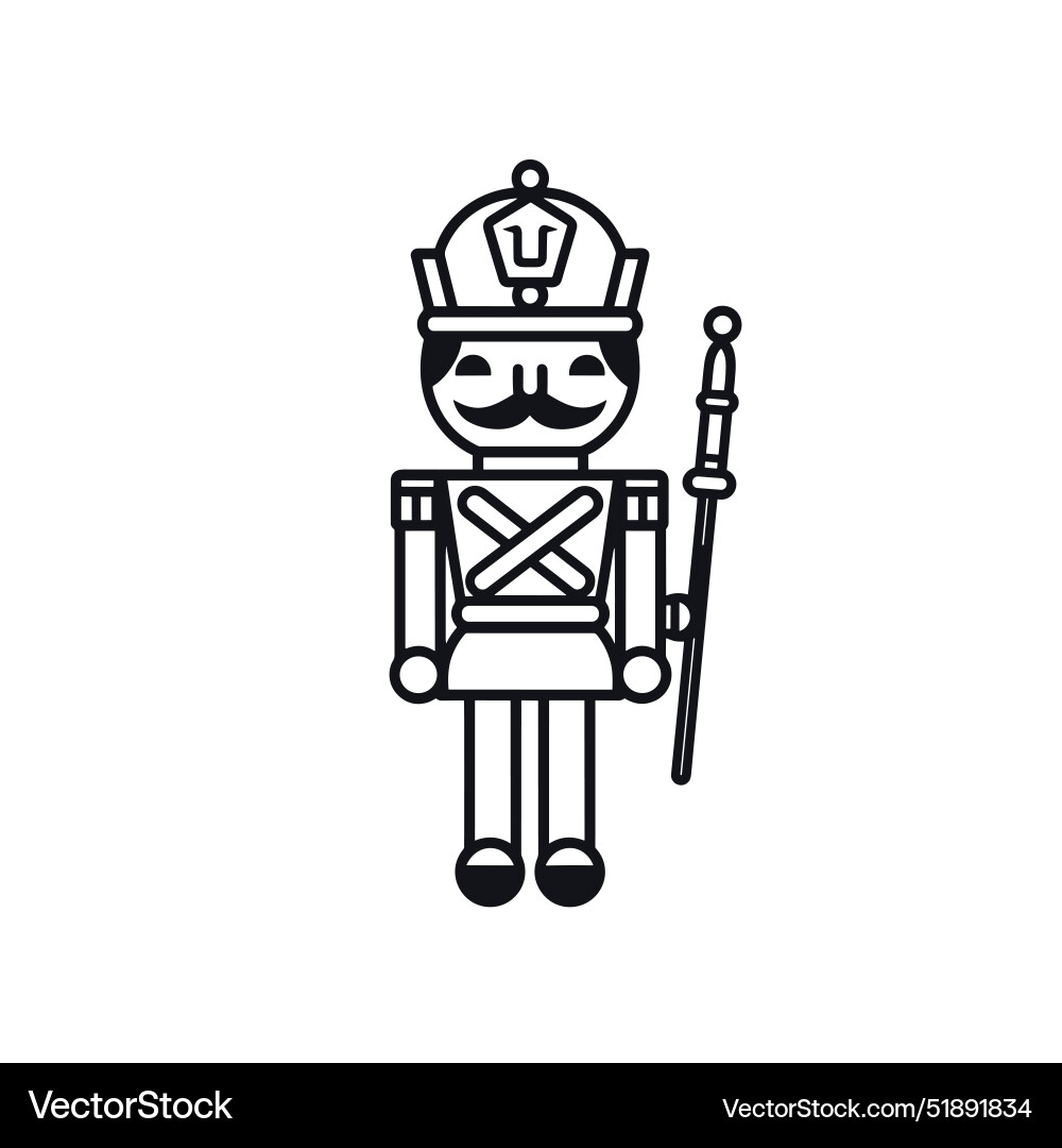 Minimalist black and white nutcracker soldier Vector Image