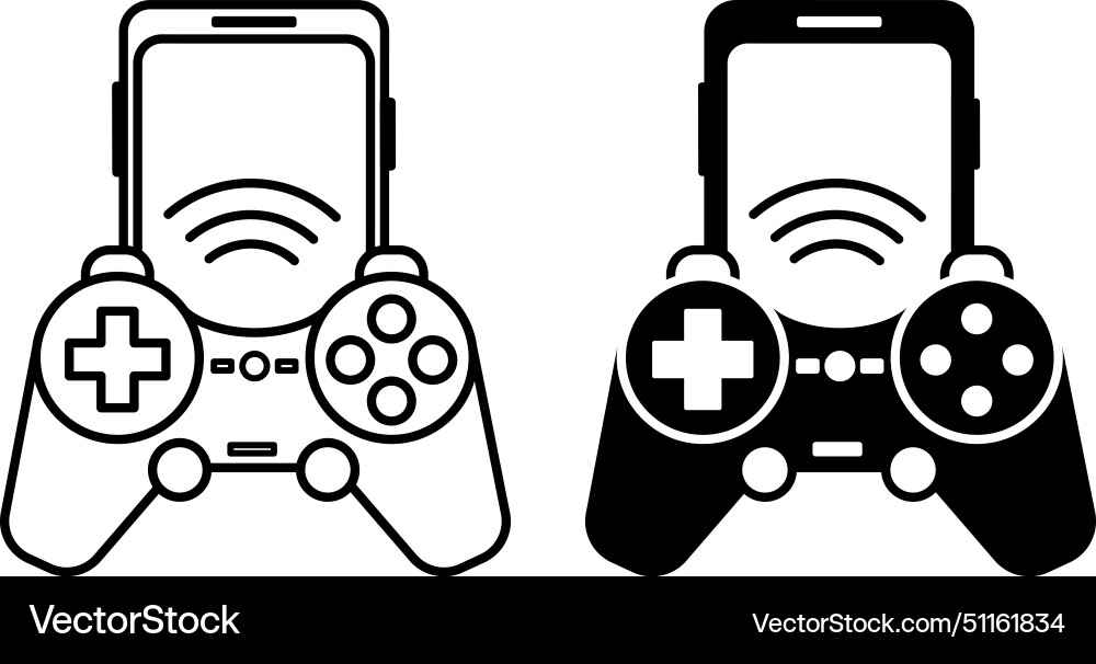 Mobile game icons black and white Royalty Free Vector Image