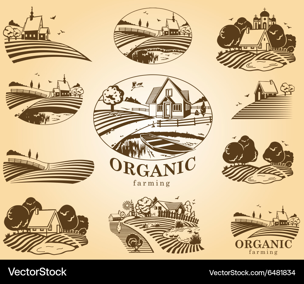 Organic farming design elements Royalty Free Vector Image
