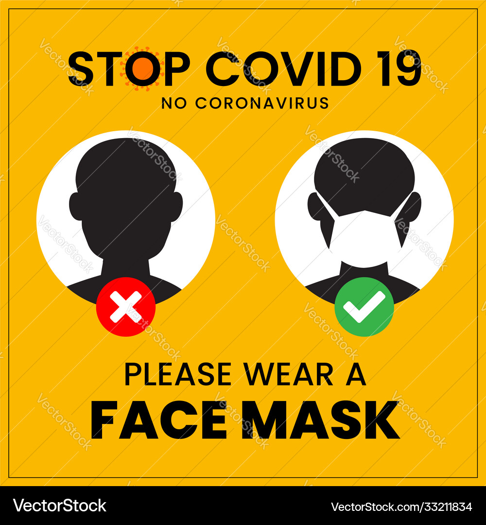 Please wear a face mask warning sign Royalty Free Vector