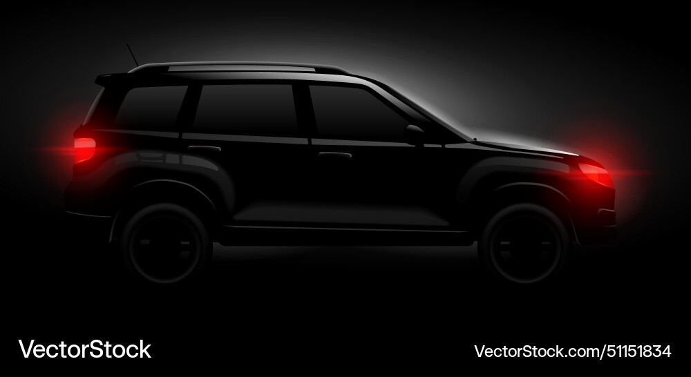 Realistic suv silhouette black suvs luxury hide Vector Image