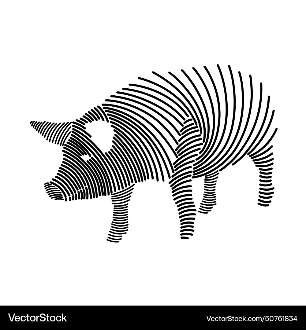 Simple line art of a pig 3 Royalty Free Vector Image