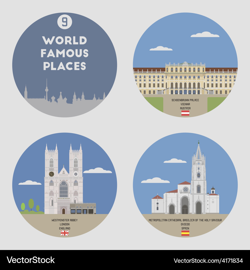 World famous places Royalty Free Vector Image - VectorStock
