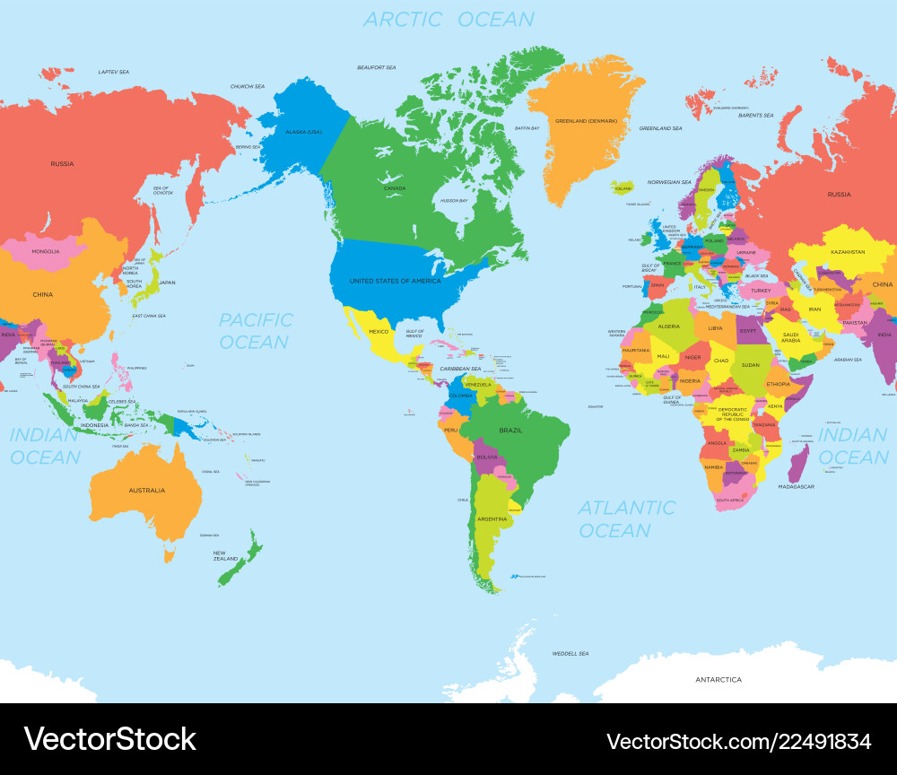 World Political Map Royalty Free Vector Image - VectorStock