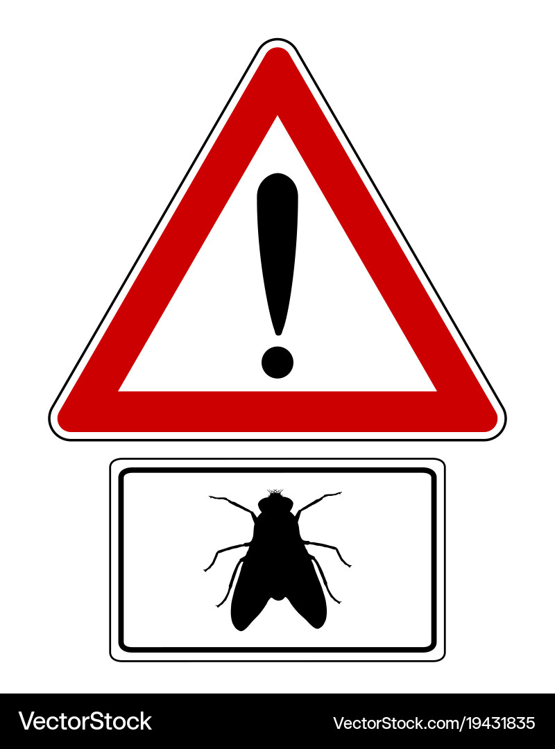Attention sign with exclamation mark and fly Vector Image