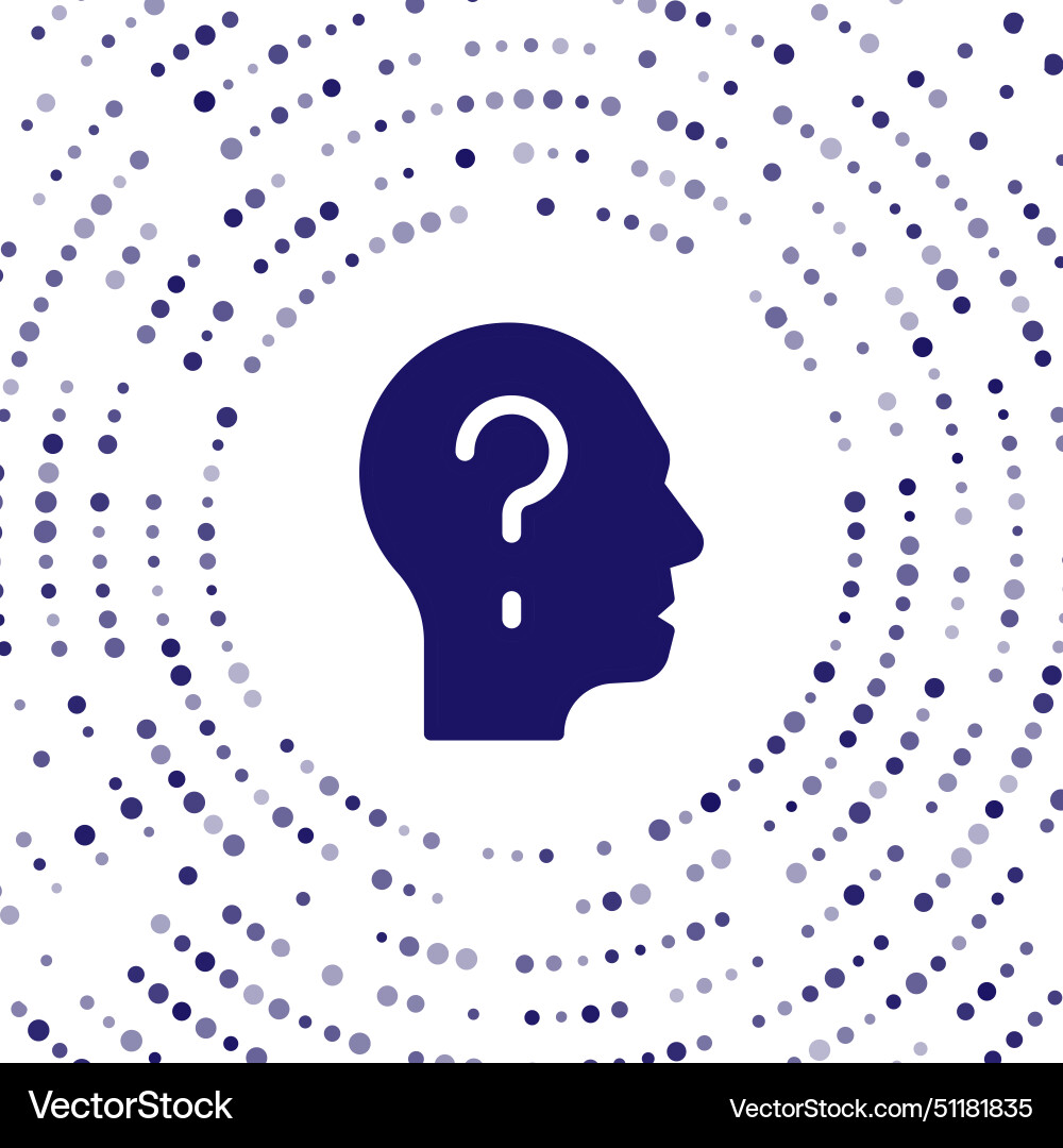 Blue human head with question mark icon isolated Vector Image