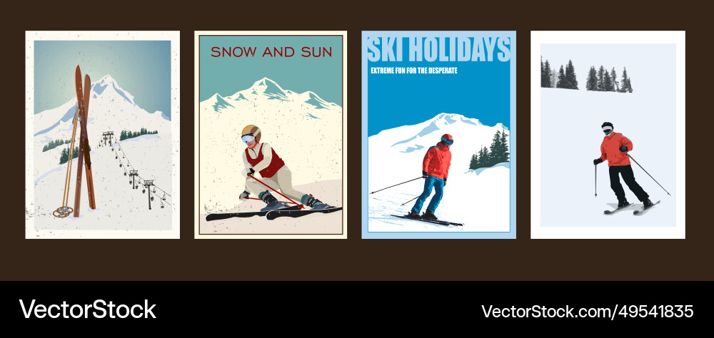 Four decorative posters in different styles about Vector Image