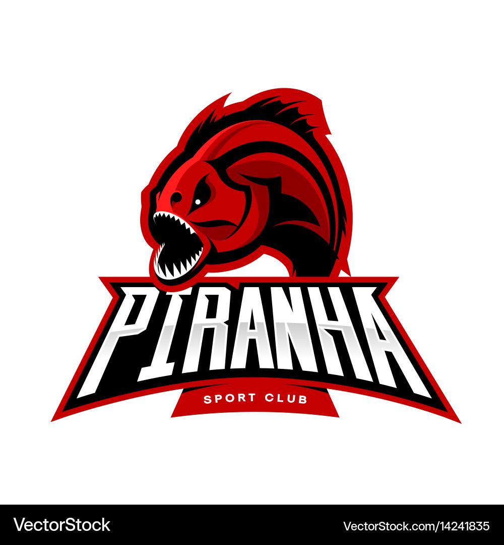 Furious piranha sport logo concept isolated Vector Image