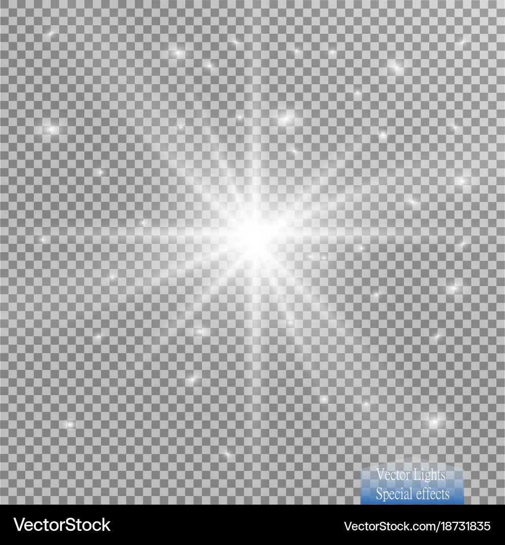 Glow light effect star burst with sparkles Vector Image