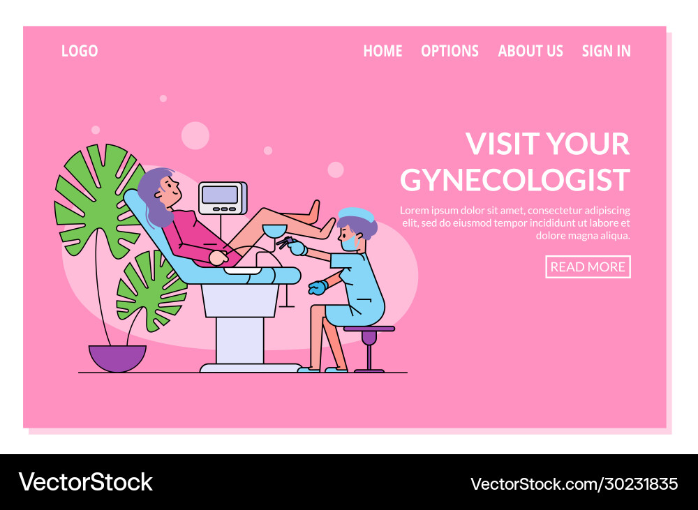 Gynecological examination line art Royalty Free Vector Image
