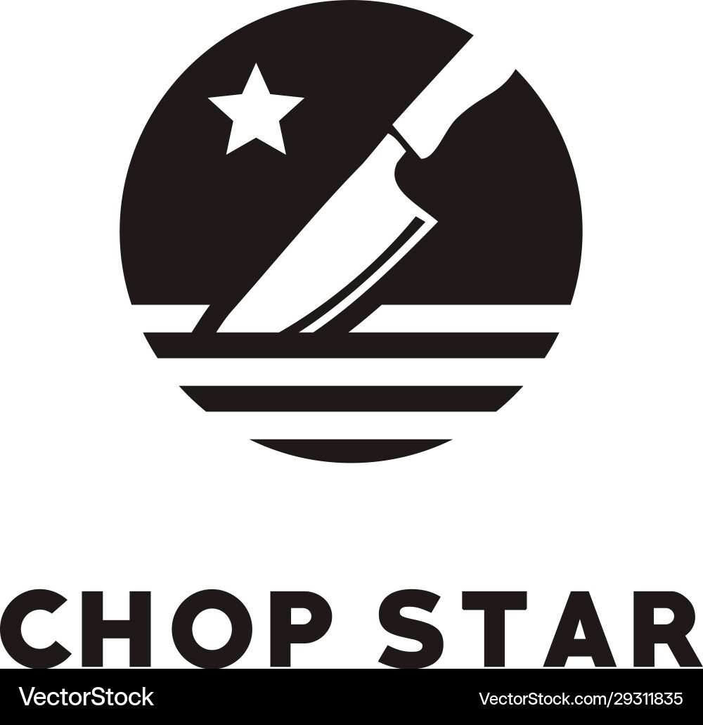 Kitchen chop knife chef restaurant star logo Vector Image