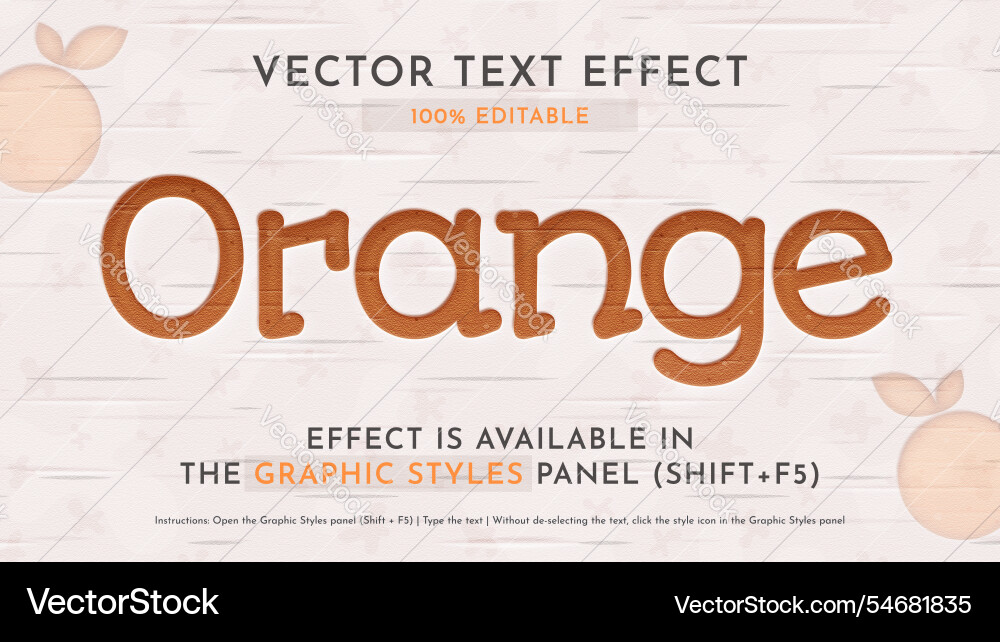 Orange editable text effect graphic style Vector Image