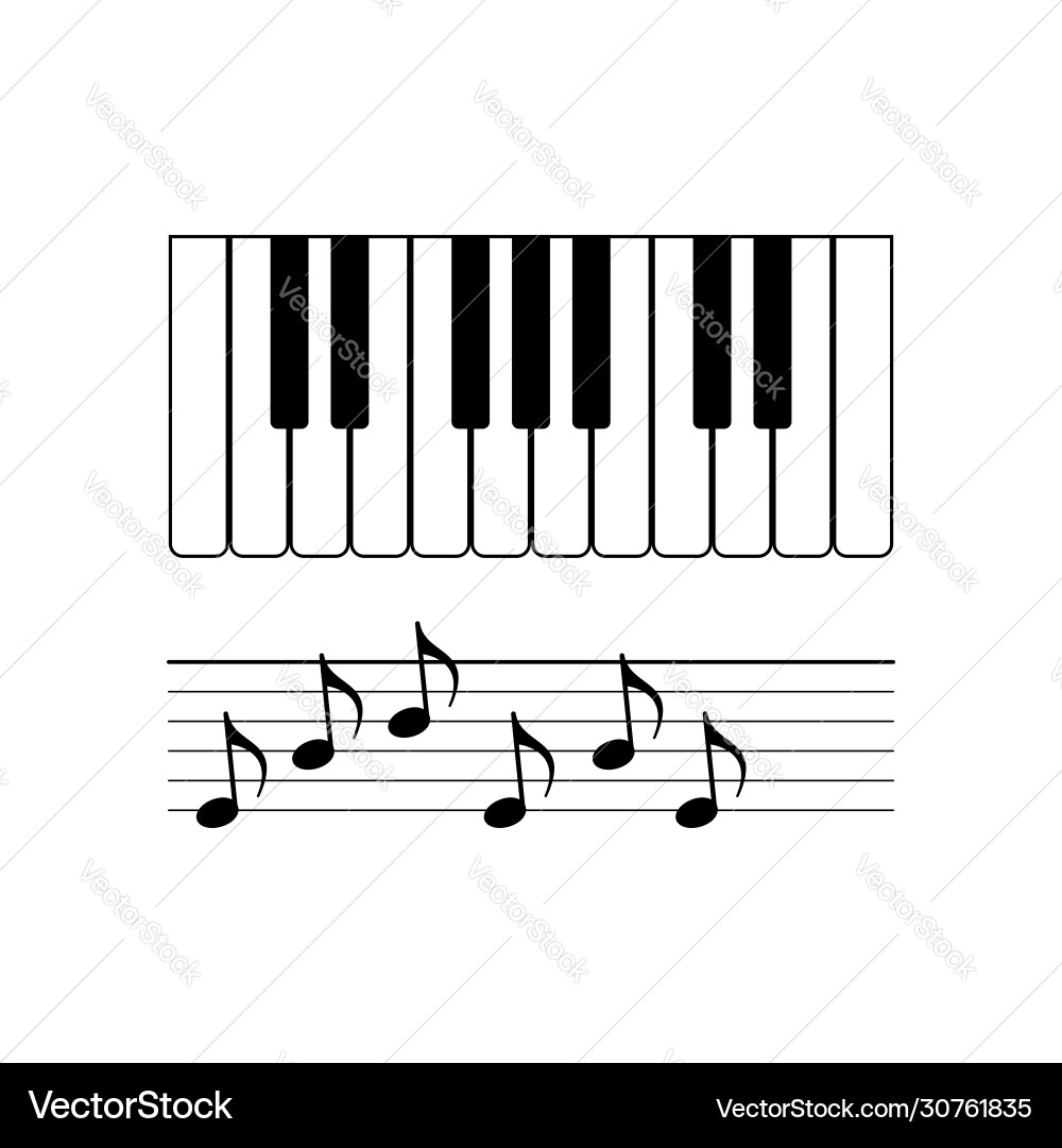 Piano keys with notes icon Royalty Free Vector Image