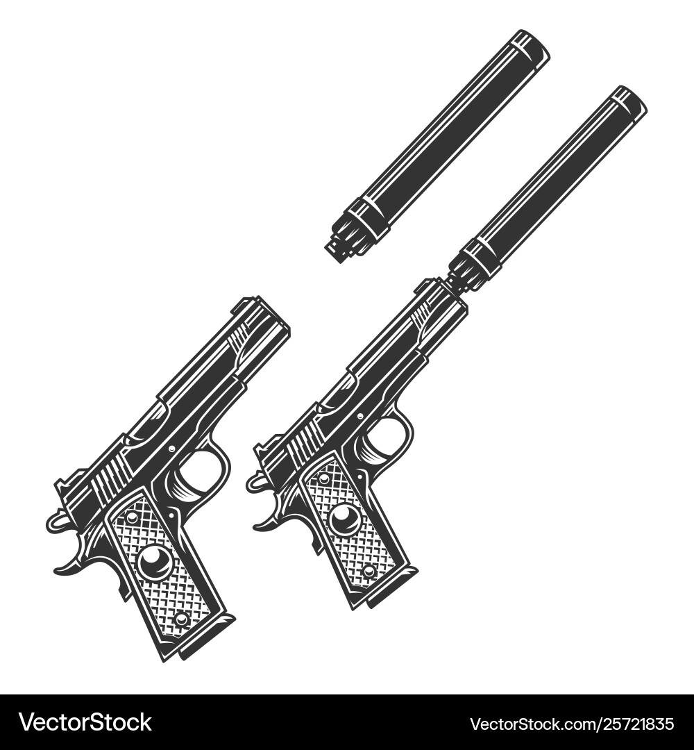 Vintage tactical pistol concept Royalty Free Vector Image