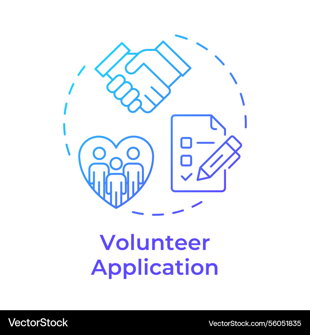Volunteer application blue gradient concept icon Vector Image