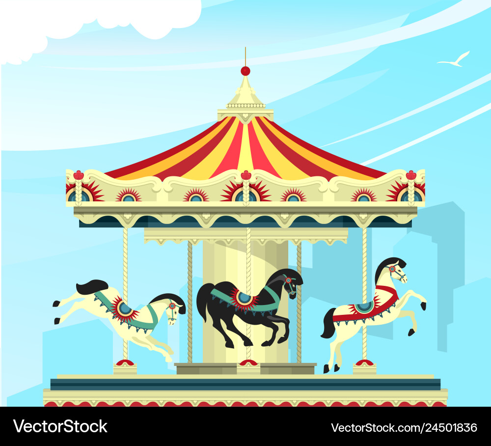 Amusement park carousel Royalty Free Vector Image