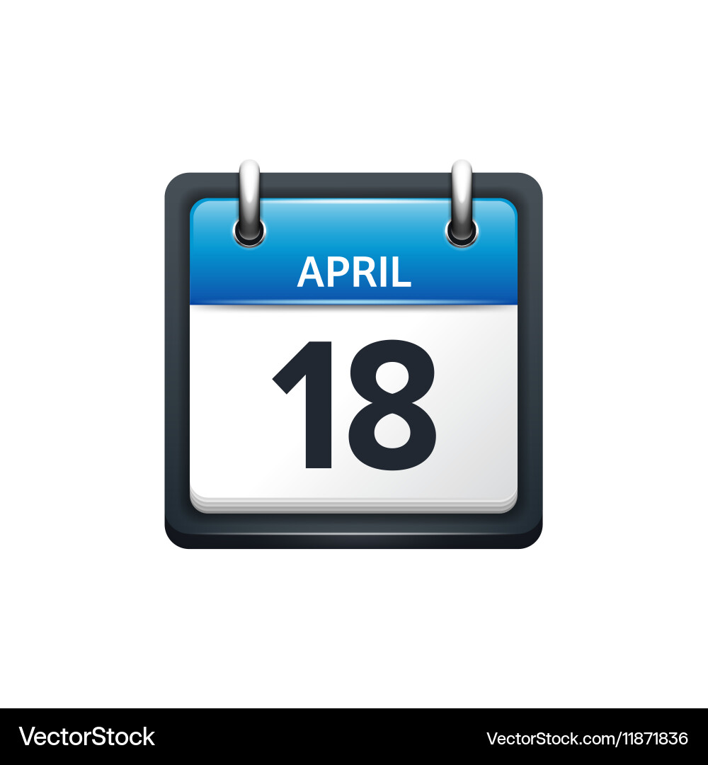 April 18 calendar icon flat Royalty Free Vector Image
