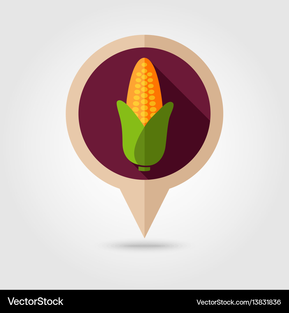 Corn flat pin map icon vegetable Royalty Free Vector Image