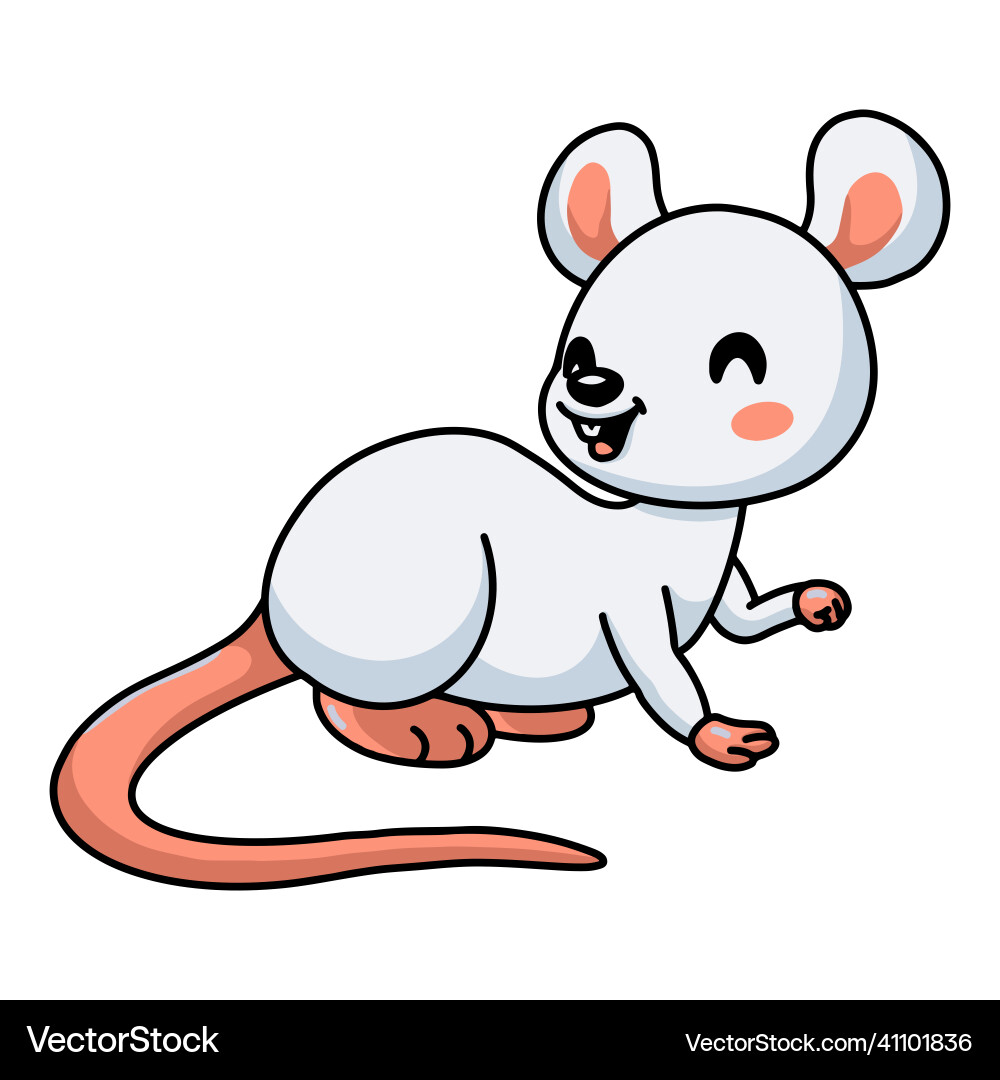 Cute little white mouse cartoon Royalty Free Vector Image